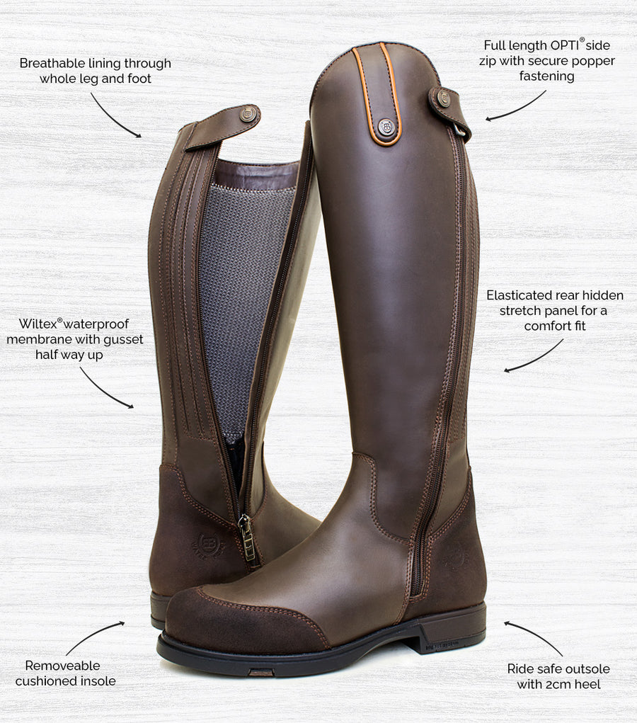 Vermont Storm Waterproof Long Riding Boots - Brown – Bareback Footwear